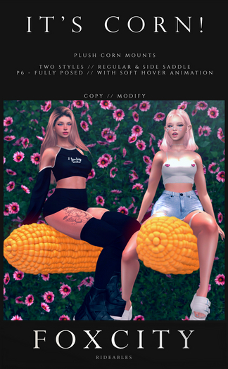Second Life Marketplace - FOXCITY. Mount - IT'S CORN!